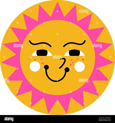 Funny Sun Character With Smiling Facial Expression Stock Vector Image