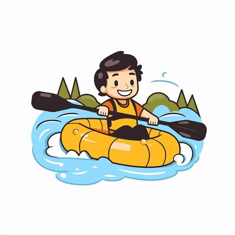 Premium Vector Man In A Kayak Cartoon Vector Illustration On White
