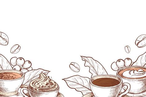 손으로 그린 커피 그림 무료 Psd 파일