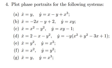 Solved Dynamical Systems Plot Phase Portraits For The