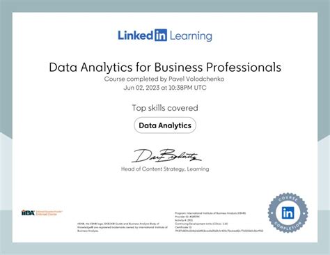 pavel volodchenko on linkedin certificate of completion