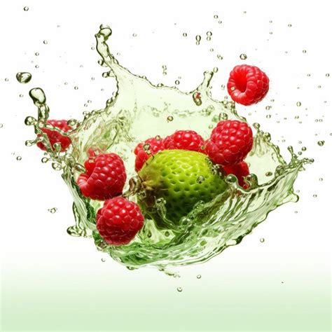 Premium Ai Image Vibrant Illustration Of Lime And Raspberry Splash