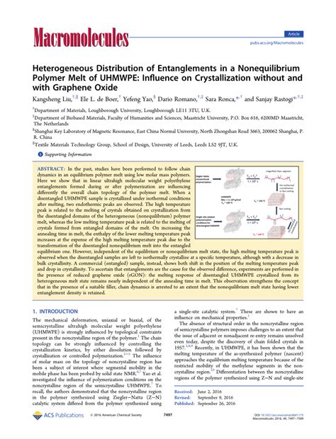 Pdf Heterogeneous Distribution Of Entanglements In A Nonequilibrium