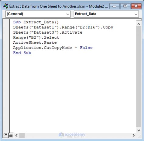 Extract Data From One Sheet To Another Using Vba In Excel Methods
