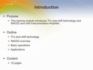 INA Zero Drift Instrumentation Amplifier PPT
