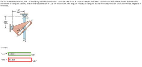 Solved For The Instant Represented Link Cb Is Rotating