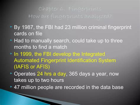 Chapter 6 Fingerprints Power Point PPT