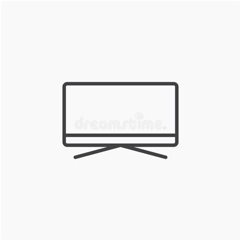 Smart Televisionline In Thin Line Black Color Flat Simple Vector Symbols Illustration Stock