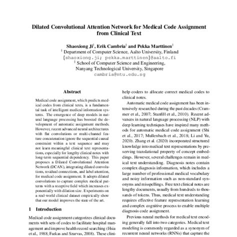 Dilated Convolutional Attention Network For Medical Code Assignment From Clinical Text Acl