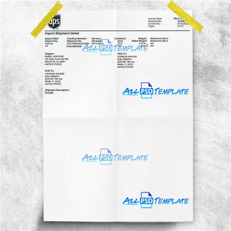Ups Invoice Template Psd Fake Psd Templates