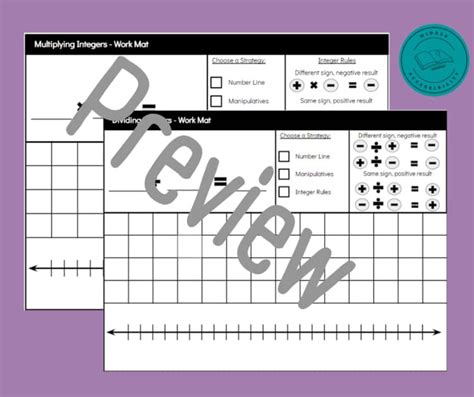 Integer Operations Dry Erase Work Mats X ÷ By Middle Accessibility