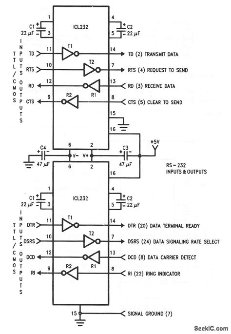 RS 232 Port With Four Pairs Of Inputs Outputs Power Supply Circuit Circuit Diagram SeekIC Com