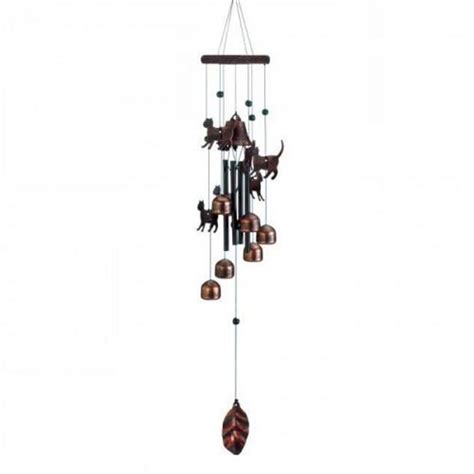 26 In Bronze Cats Wind Chimes