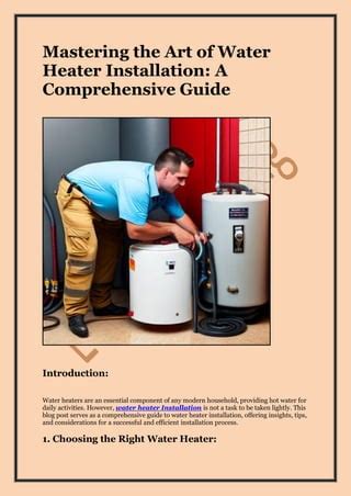 Mastering The Art Of Water Heater Installation A Comprehensive Guide Pdf