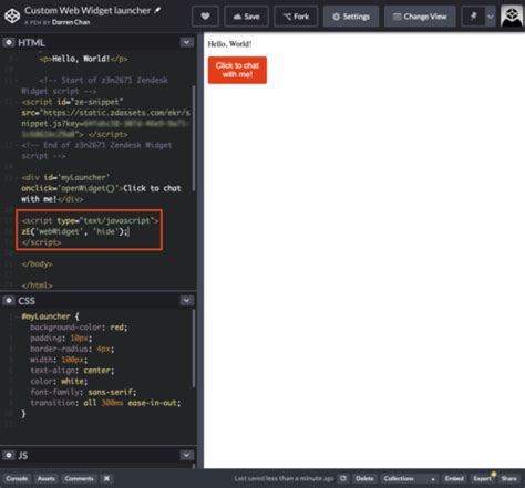 Quickstart Creating A Launcher For The Web Widget Classic Zendesk