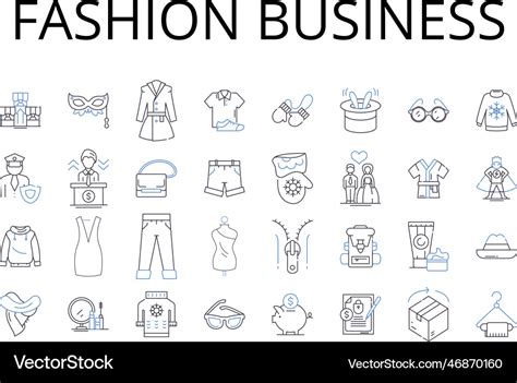 Fashion Business Line Icons Collection Beauty Vector Image