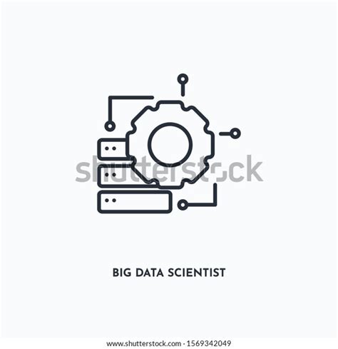 Big Data Scientist Outline Icon Simple Stock Vector Royalty Free