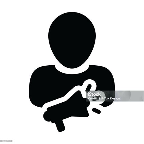 문양 그림에서 캠페인 광고를 위한 메가 폰 프로 모션 아이콘 벡터 남성 사람 프로필 아바타 기호 Publicity Event에 대한 스톡 벡터 아트 및 기타 이미지 Istock