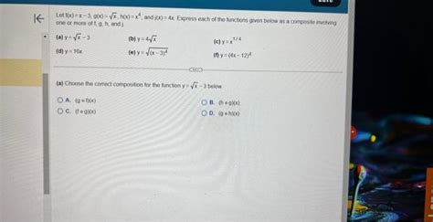 Solved Let F X X−3 G X X H X X4 And J X 4x Express Each