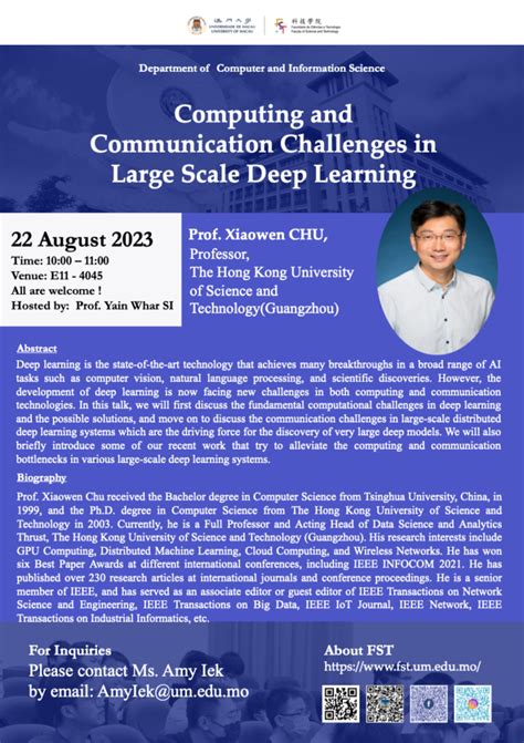 Computing And Communication Challenges In Large Scale Deep Learning Speaker Prof Xiaowen Chu
