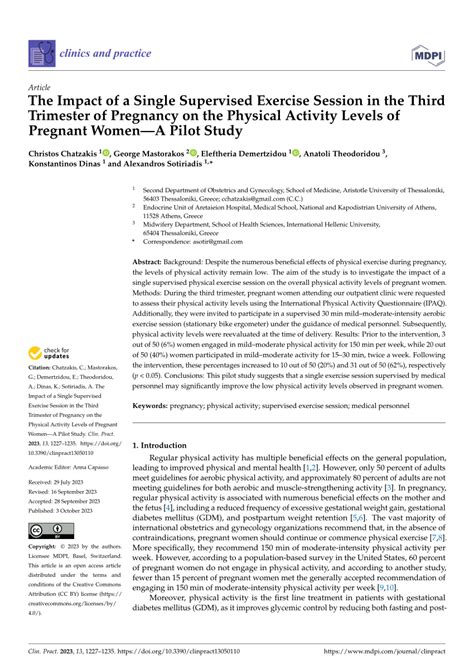 Pdf The Impact Of A Single Supervised Exercise Session In The Third Trimester Of Pregnancy On
