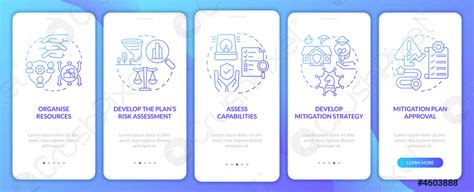 Hazard Mitigation Steps Blue Gradient Onboarding Mobile App Screen