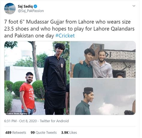 7 फिट 6 इंच एक दिन पाकिस्तान के लिए खेलने का सपना रखता है ये दुनिया का सबसे लंबा क्रिकेटर 7