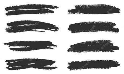 페인트 브러시 획 세트 프리미엄 벡터