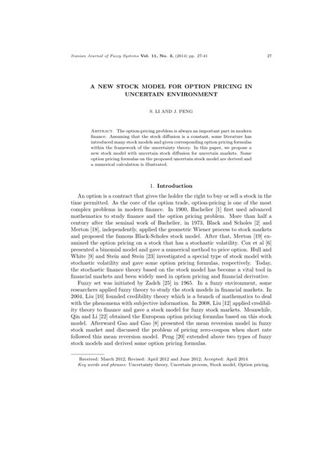 pdf a new stock model for option pricing in uncertain environment