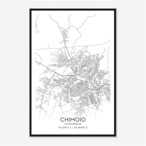 Chimoio Mozambique Map Poster Chimoio City Road Wall Art Print