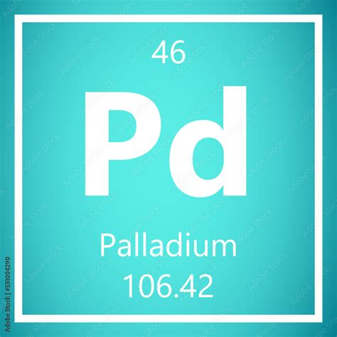 Palladium Pd Periodic Table Of Elements Atomic Mass Vector Illustration Molecule Stock Vector