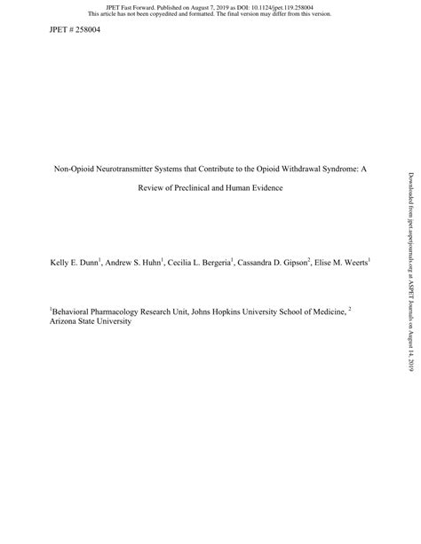 Pdf Non Opioid Neurotransmitter Systems That Contribute To The Opioid