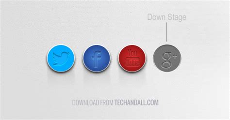 Social Media UI Buttons PSD Tech ALL