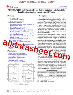 TMUX734XF Datasheet PDF Texas Instruments