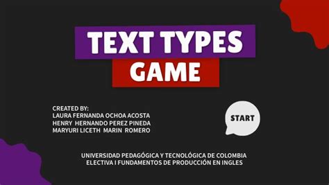 Text Types Game
