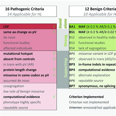 Overview Of Acmg Amp Evidence Based Criteria Green Marks Show Download Scientific Diagram