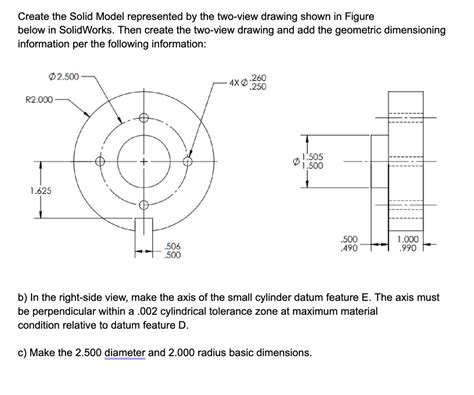 Solved Create The Solid Model Represented By The Two View Drawing