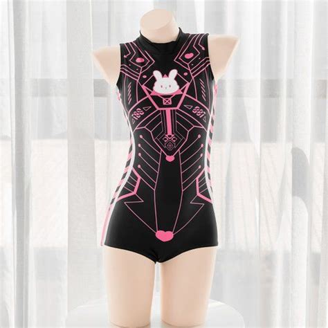 Dva Pink Black Bunny Swimsuit Sp17482 Swimsuits One Piece Hoodie