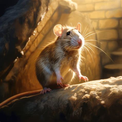 Portrait Of Big Rat On Wood In Cellar Created Using Generative Ai