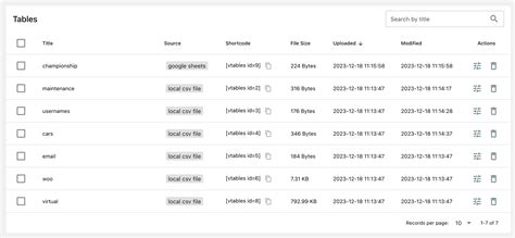 Vtables Wordpress Table Plugin