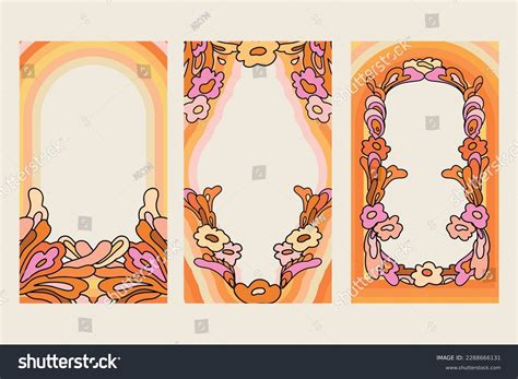 Hippie Flower Border Frame Place Text Stock Vector Royalty Free
