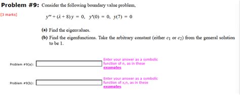Solved Problem 9 Consider The Following Boundary Value
