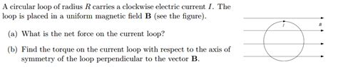 Solved A Circular Loop Of Radius R Carries A Clockwise Chegg Com
