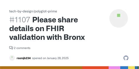 Please Share Details On Fhir Validation With Bronx · Issue 1107 · Tech By Designpolyglot Prime
