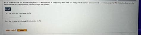 Solved An AC Power Source Has An Rms Voltage Of V And Chegg Com