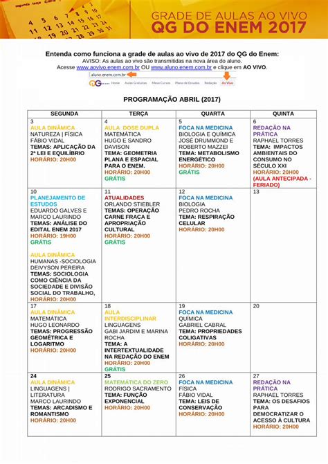 Pdf Entenda Como Funciona A Grade De Aulas Ao Vivo De 2017 Do