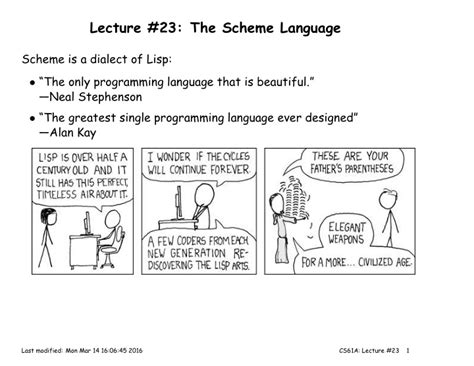 Ppt Lecture 23 The Scheme Language Scheme Is A Dialect Of Lisp