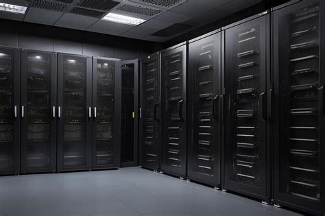 Premium Photo Server Racks In Computer Network Security Server Room Data Center Dark Blue Ar C V
