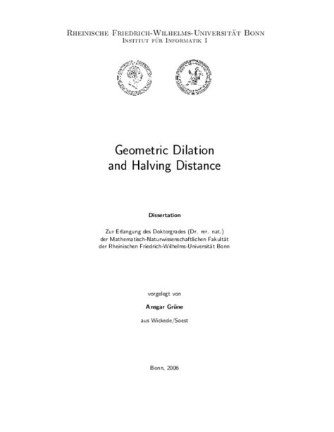 Pdf Geometric Dilation And Halving Distance Ansgar Grüne