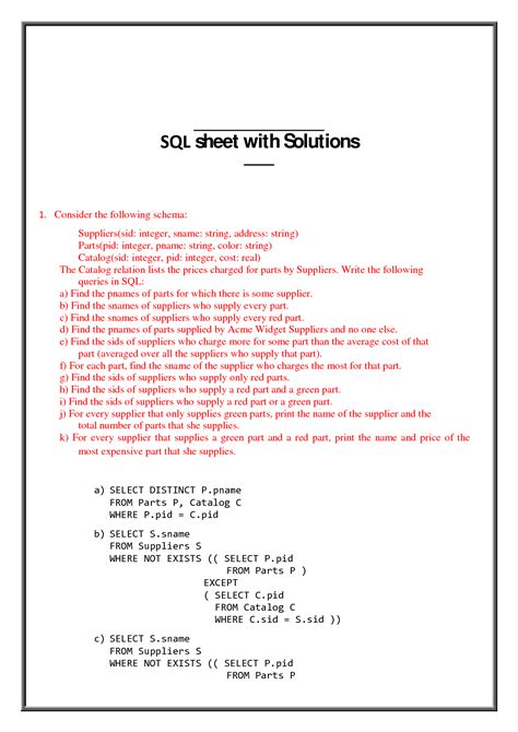 Solution Sql Sheet With Solution Studypool